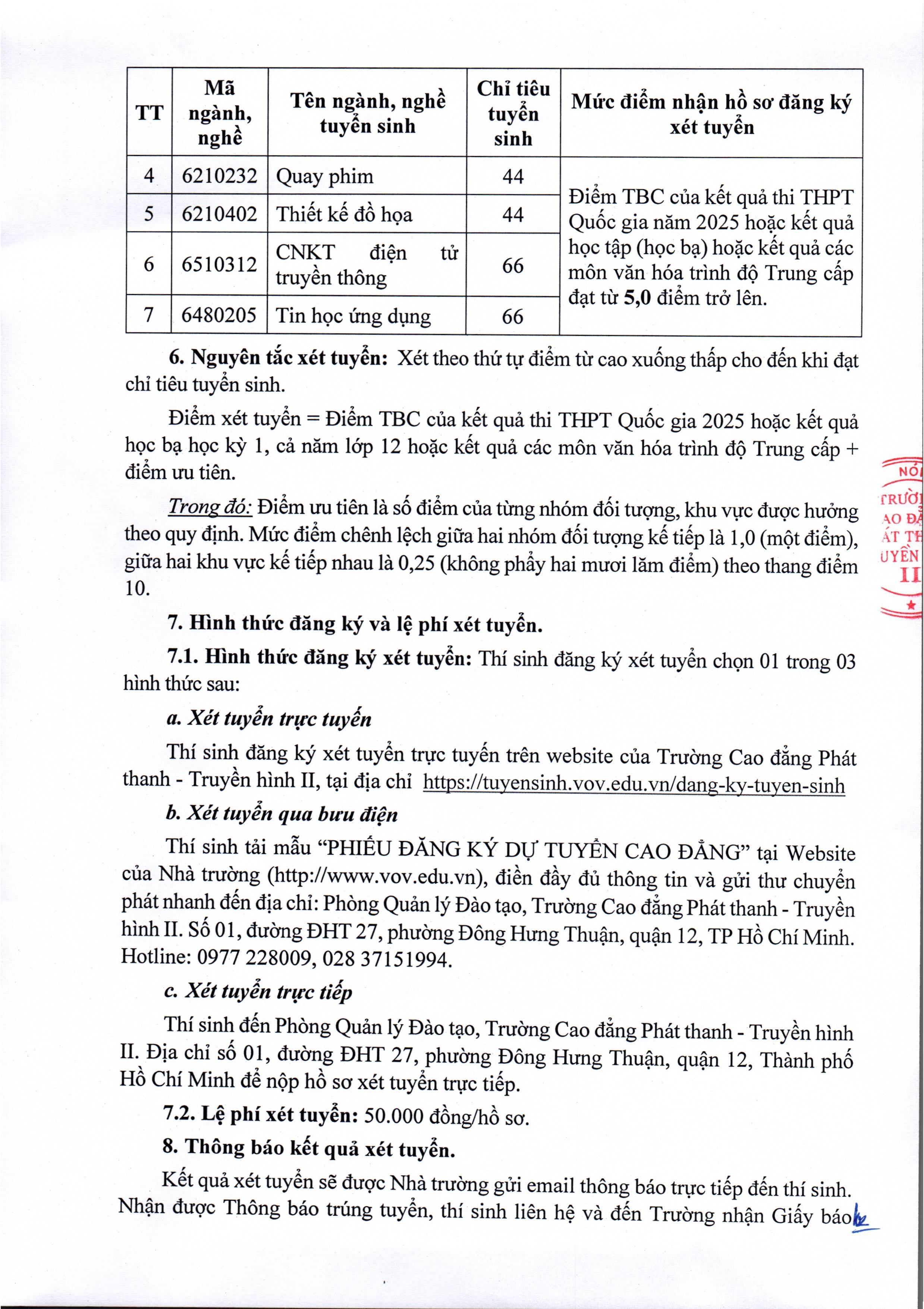 Thông báo Tuyển sinh Cao đẳng Chính quy năm 2025 | tuyensinh.vov.edu.vn